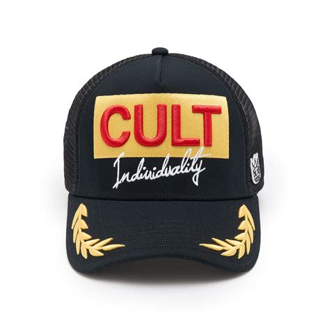 Cults Logo Mesh Back Trucker Hat Cult Racing In Black Cult Of