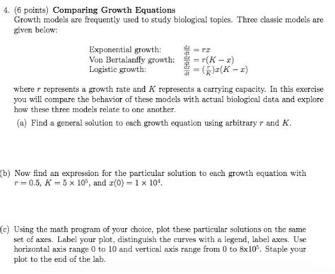 Solved 4 6 Points Comparing Growth Equations Growth
