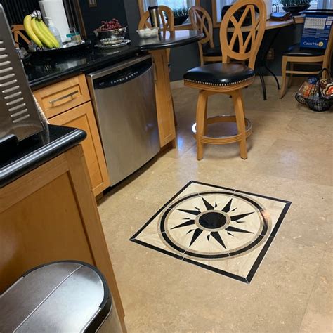 Floor Medallion Marble Mosaic Compass Rose Star Design M042 Etsy