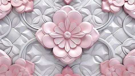 무료 3d 매끄러운 질감으로 회색 세라믹 모자이크 타일에 진주 분홍색 장식 삽입 Ppt 배경 Slidesdocs