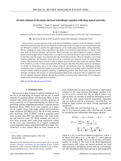 pdf ab initio solution of the many electron schrödinger equation with