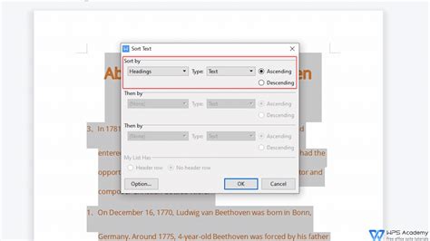 How To Sort Text In Wps Writer Wps Office Academy