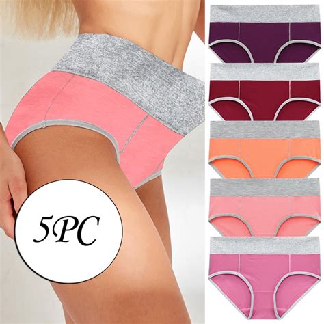 Brilliant Cotton Underwear For Women 5pc Women Solid Color Patchwork