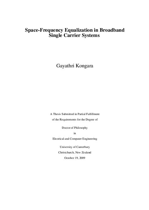 Pdf Space Frequency Equalization In Broadband Single Carrier Systems