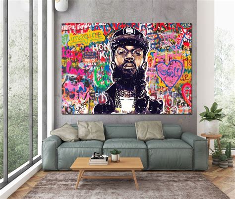 Nipsey Hussle Graffiti Pop Art Canvas Wall Art Banksy Nipsey Hussle Art