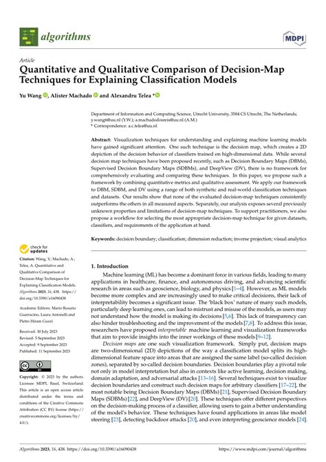 pdf quantitative and qualitative comparison of decision map techniques for explaining