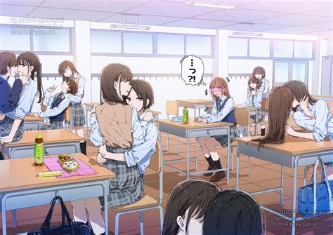 Muromaki Original Commentary Request Highres 6girls Bag Black Hair Black Socks Blue