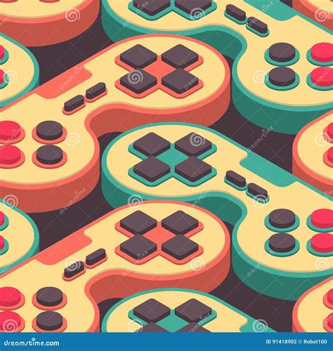 joystick retro seamless pattern gampad game console 8 bit stock vector illustration of