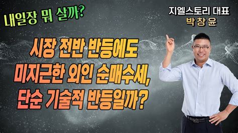 내일장 뭐 살까 시장 전반 반등에도 미지근한 외인 순매수세 단순 기술적 반등일까 박창윤 대표 주식 주가