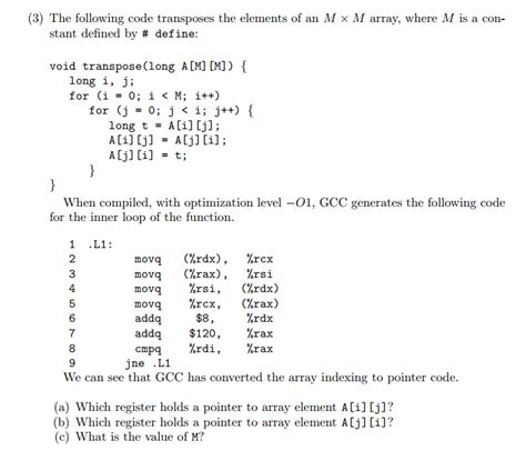 Solved 3 The Following Code Transposes The Elements Of An
