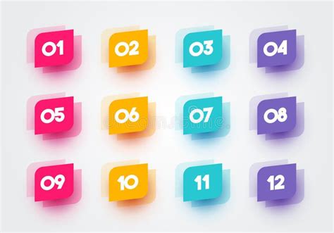 Twelve Colorful Bullet Points Labels Stock Vector Illustration Of Logo Marker 287345330