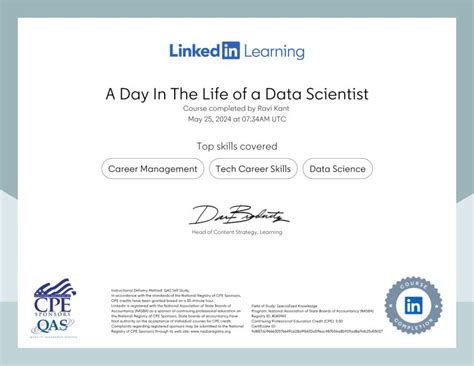 ravi kant on linkedin certificate of completion