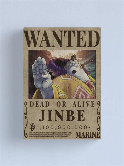 Jinbe Wanted Poster One Piece Jimbei Bounty Poster Canvas Print For