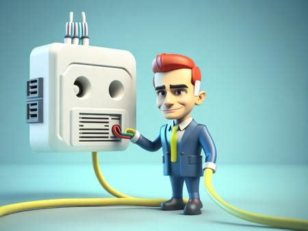 A Cartoon Character Is Plugging In To An Electrical Outlet Image Design ID