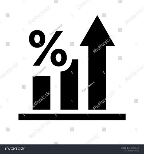 Percentage Increase Bar Graph Silhouette Icon Stock Vector Royalty