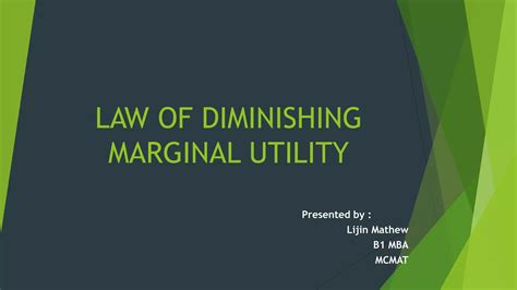 Law Of Diminshing Marginal Utility Pptx Commodities Economy