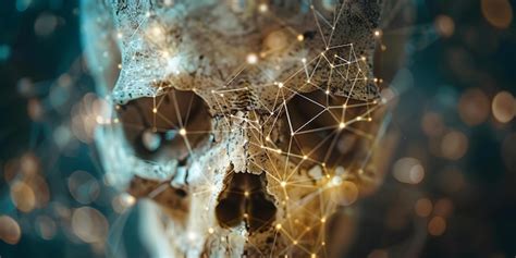 Premium Photo Human Skull With Neural Network Overlay Illustrating