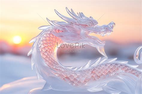 현실적인 용 모양의 얼음 조각