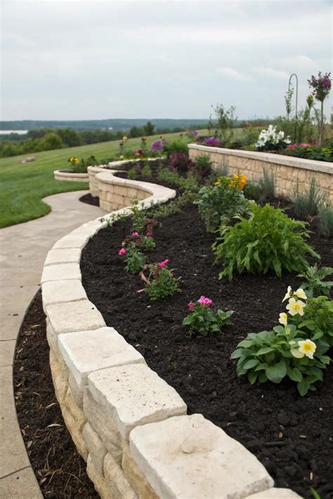 Elegant Flower Bed Edging Stones Design Enhancing Garden Aesthetics