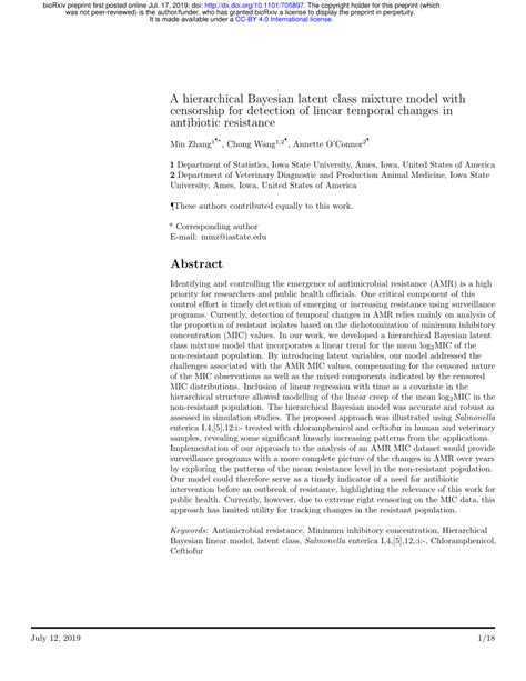 Pdf A Hierarchical Bayesian Latent Class Mixture Model With Censorship For Detection Of Linear