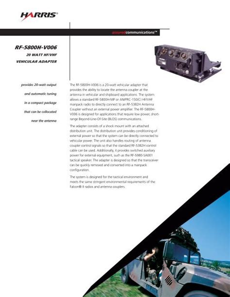 rf 5800h v006 20 watt hf vhf vehicular harris rf