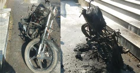 Dejected Over Officials Not Paying Heed To His Request Youngster Sets His Bike On Fire At Dc Office