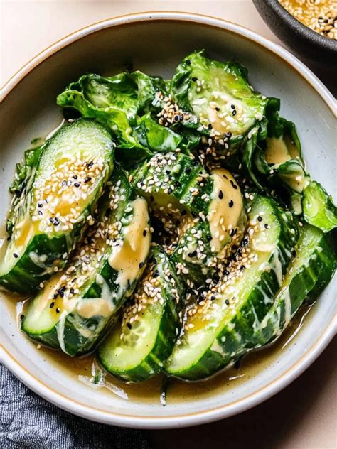 Japanese Cucumber Salad With Roasted Sesame Dressing Bliss Sophia Recipes