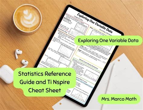 Statistics Exploring One Variable Data Reference And Tinspire Cheat Sheet