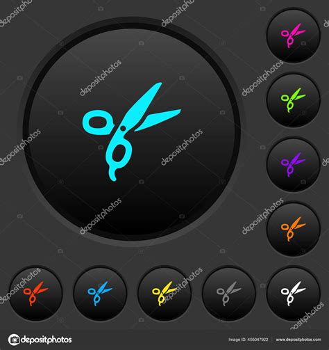 Barber Scissors Dark Push Buttons Vivid Color Icons Dark Grey Stock Vector Image By