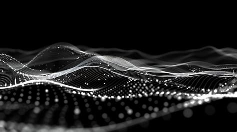 Abstract Digital Dark Wave With Particles On Dark Background Premium AI Generated Image