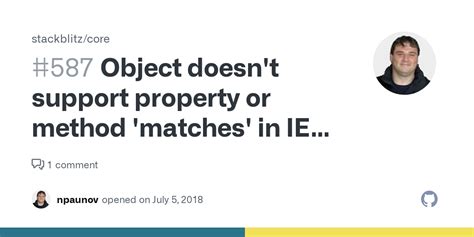 Object Doesnt Support Property Or Method Matches In Ie 11 · Issue