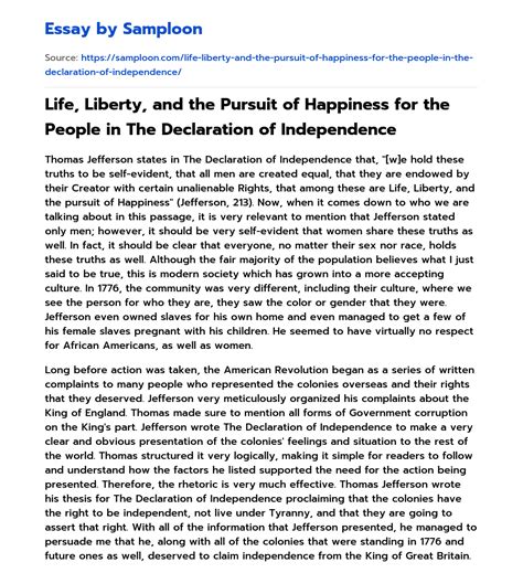 ≫ Life Liberty And The Pursuit Of Happiness For The People In The