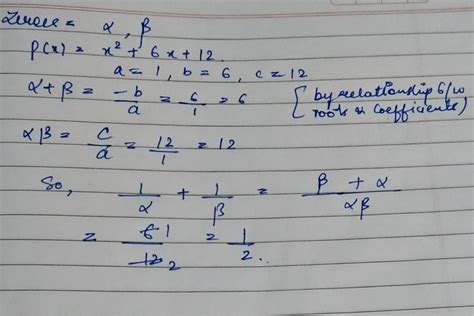 if alpha beta are the zeros of the polynomial x 2 6x 12 then 1