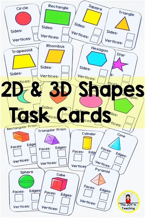 2d and 3d shape attributes task cards