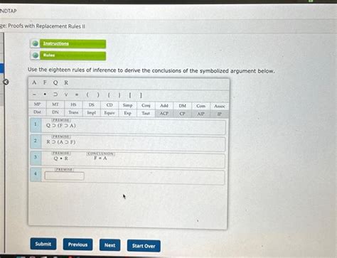 Use The Eighteen Rules Of Inference To Derive The