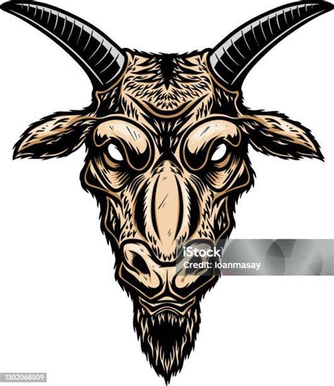 염소 머리의 그림 포스터 카드 엠블럼 기호에 대한 디자인 요소 벡터 일러스트레이션 개념에 대한 스톡 벡터 아트 및 기타 이미지 개념 농업 농장 Istock