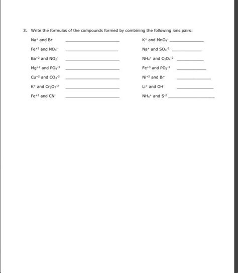 Solved Write The Formulas Of The Compounds Formed By Chegg