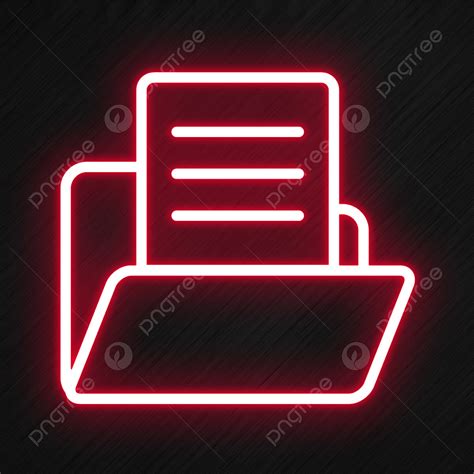 Document In Folder Icon In Neon Style Folder Icons Document Icons