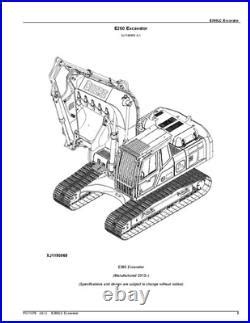 John Deere E260lc Excavator Parts Catalog Manual John Deere Excavator