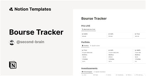 Bourse Tracker Template By Second Brain Notion Marketplace