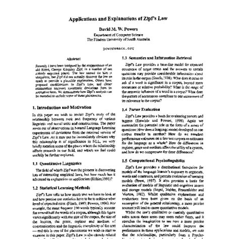 Applications And Explanations Of Zipfs Law Acl Anthology