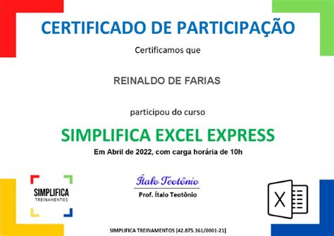 Certificado Simplifica Excel Express T11 Pdf
