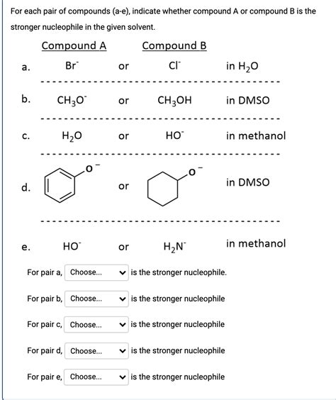 Solved For each pair of compounds (a-e), indicate whether | Chegg.com