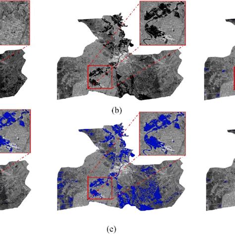 Detected Flood Maps Using Different Methods A Pre And B