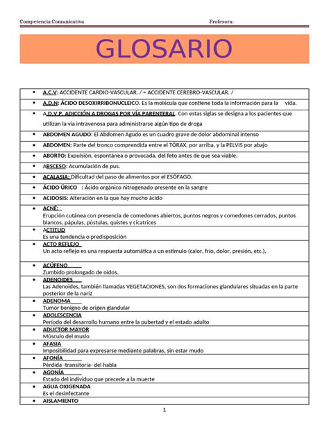 Glosario Enfermería Pdf Vih Sida Términos Anatómicos De Ubicación