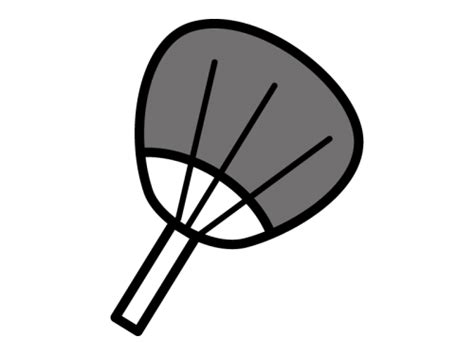 うちわ（団扇）の白黒イラスト かわいい無料の白黒イラスト モノぽっと