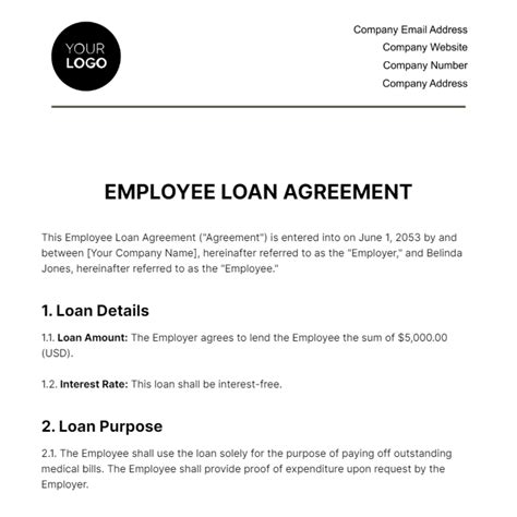 Company Loan Agreement Template