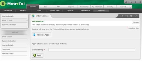 System Licenses Documentation E Metrotel