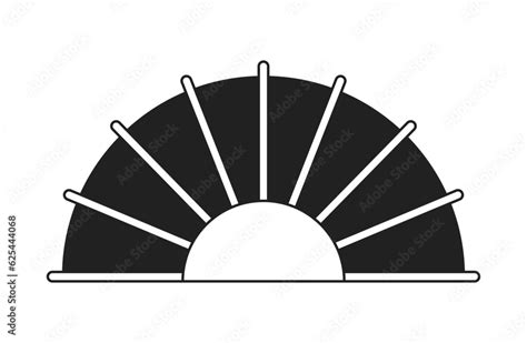 Folding Japanese Fan Monochrome Flat Vector Object Traditional