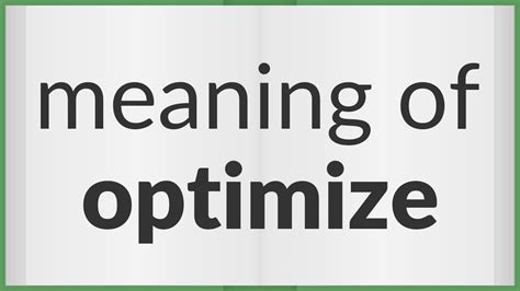 Optimize Meaning Of Optimize Youtube